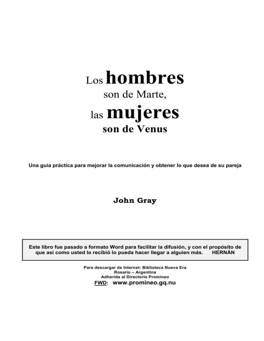Los hombres son de Marte las mujeres son de Venus PDF Download - John Gray